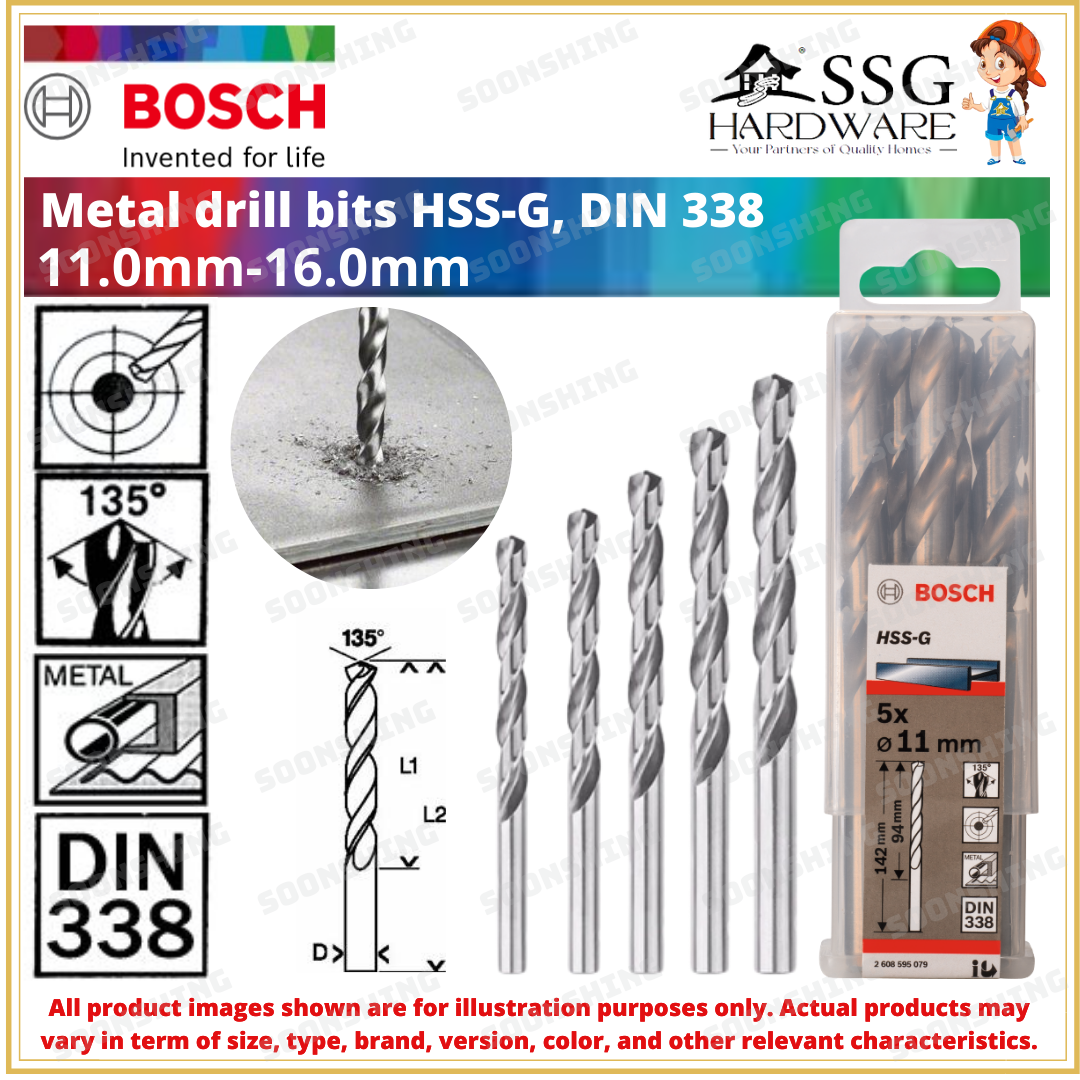 11mm-16mm (pc) BOSCH HSS-G DIN 338 Metal Drill Bit / HSS Twist Drill ...