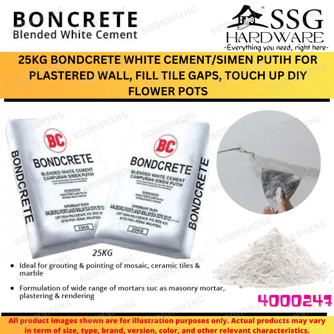 SSG400 25KG BONDCRETE WHITE CEMENT/ SIMEN PUTIH FOR PLASTERED WALL ...