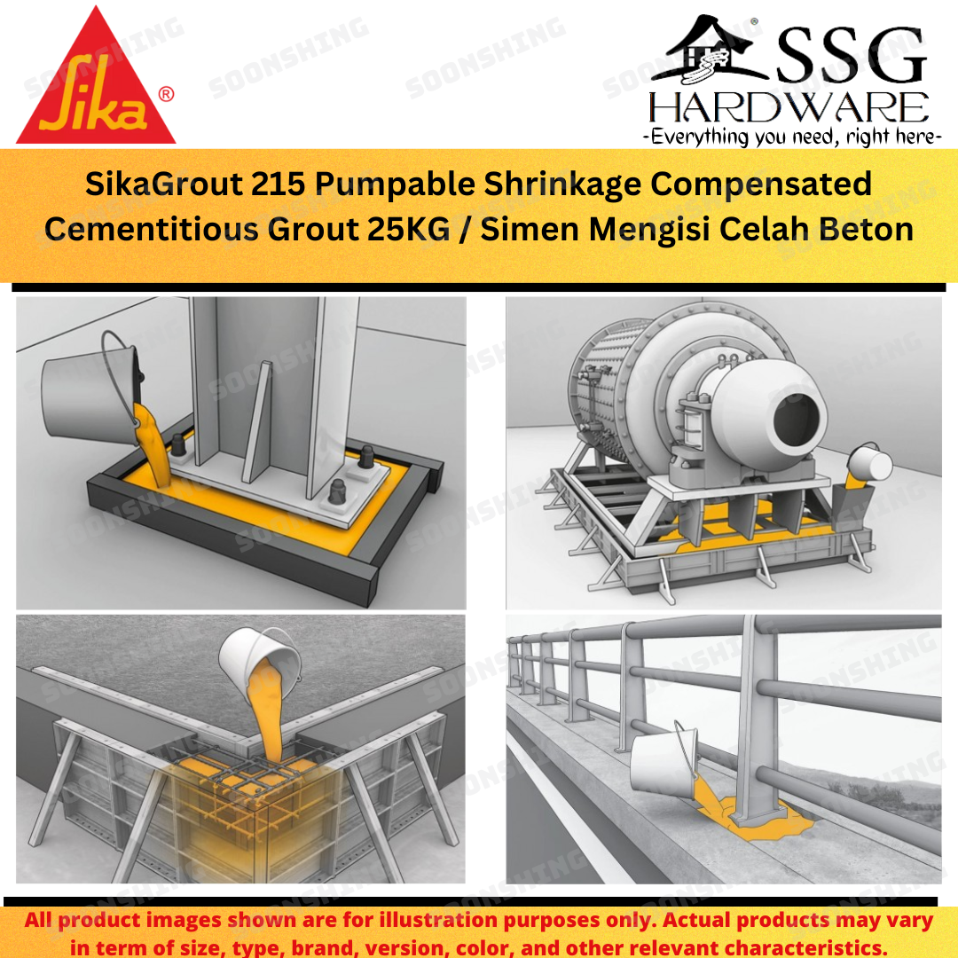 SSG400 SikaGrout 215 Pumpable Shrinkage Compensated Cementitious Grout 25KG /Simen Mengisi Celah ...