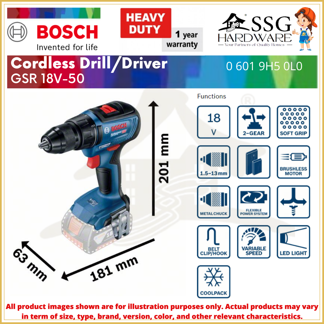BOSCH GSR 18V-50 BRUSHLESS CORDLESS DRILL / Screwdriver Electric ...