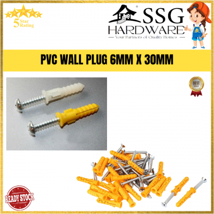 PVC WALL PLUG 6MM X 30MM / RED WALL PLUG / READY STOCK