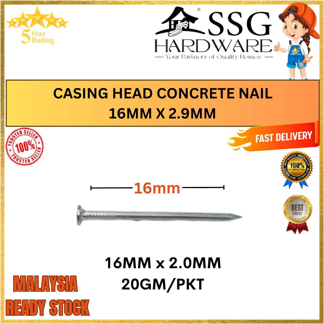 CASING HEAD CONCRETE NAIL 16MM / 20MM X 2.0MM / PAKU DINDING KONKRIT ...