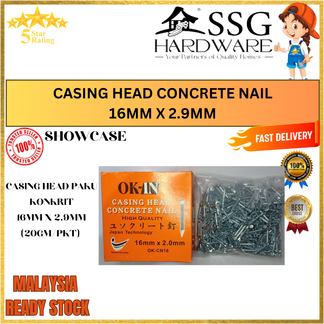 CASING HEAD CONCRETE NAIL 16MM / 20MM X 2.0MM / PAKU DINDING KONKRIT ...