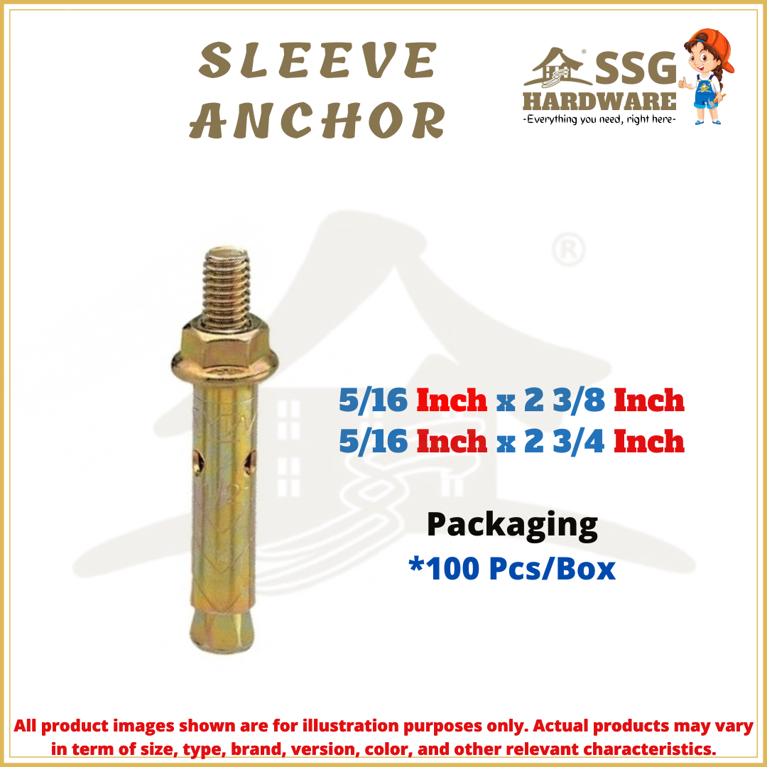 SLEEVE ANCHOR 5/16'' (100PCS)/EXPANSION BOLT IRON WALL PLUG/ SLEEVE ...