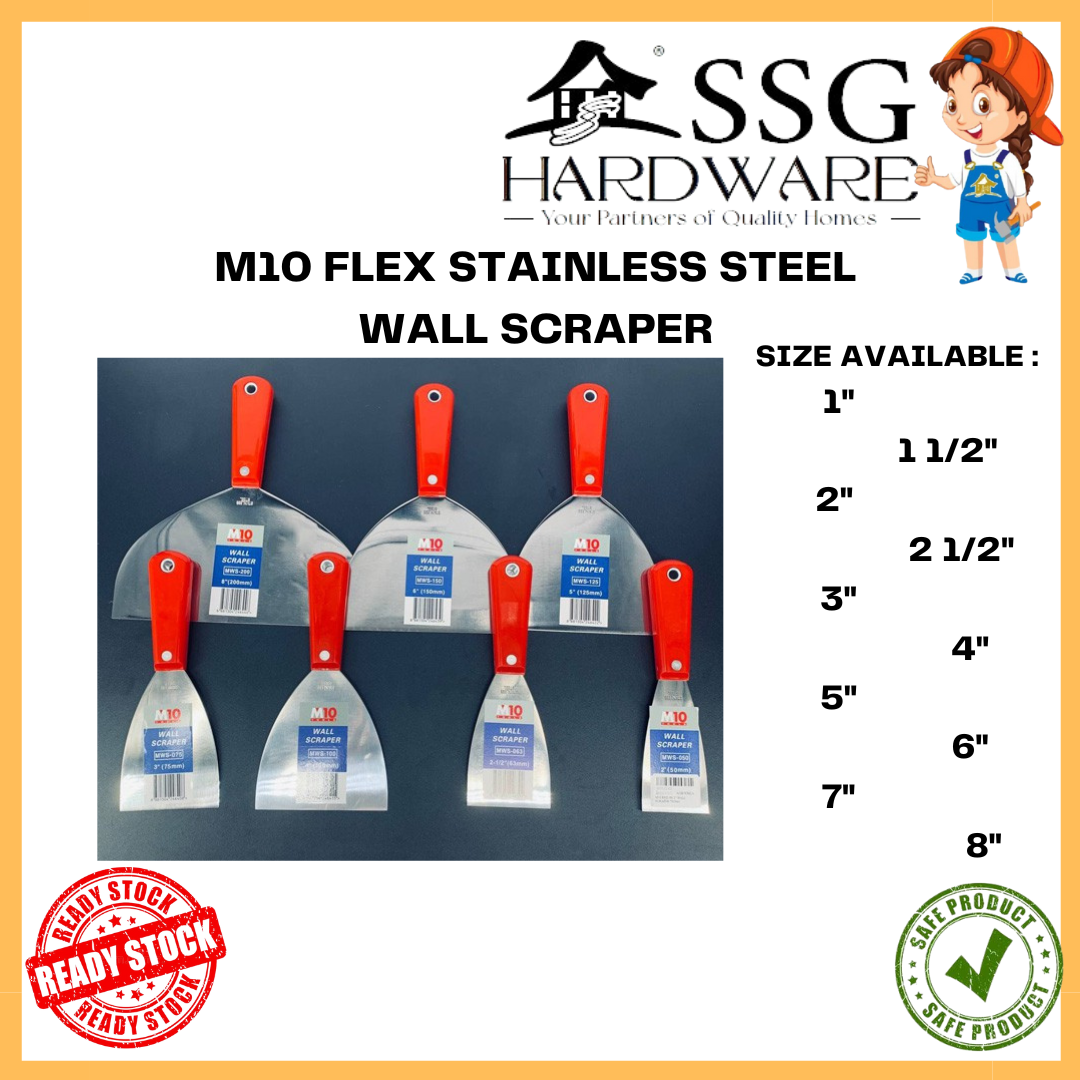 M10 FLEX STAINLESS STEEL SCRAPER / PUTTY CEMENT SCRAPER WALL / PENGIKIS ...
