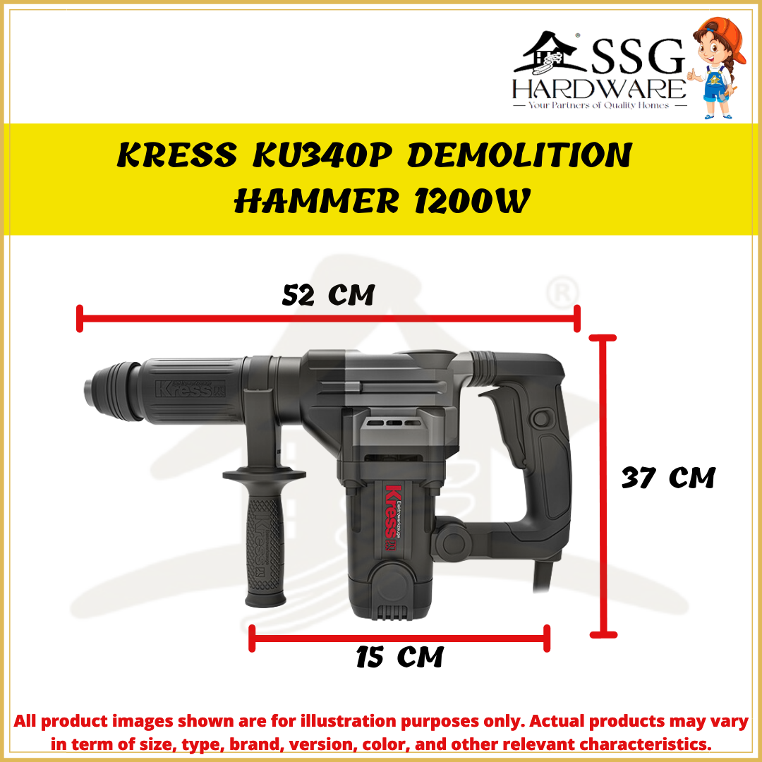 KRESS KU340P DEMOLITION HAMMER 1200W / ELECTRIC HEX BREAKER / PENEBUK ...