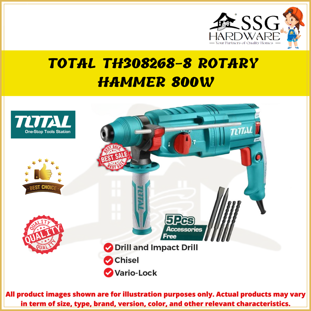 TOTAL TH308268-8 ROTARY HAMMER 800W / CORDLESS ROTARY HAMMER / DRILL ...