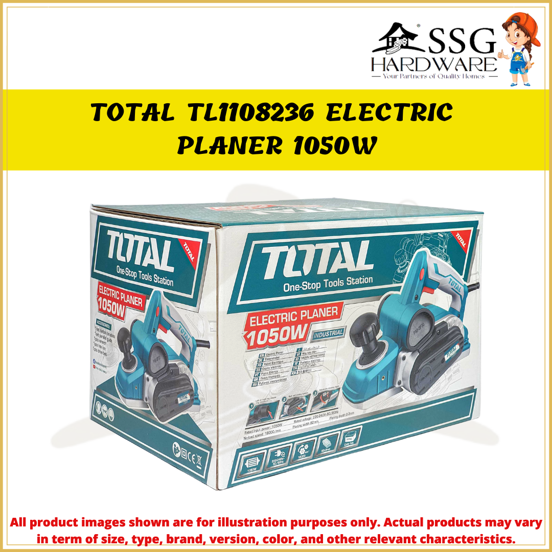 TOTAL TL1108236 ELECTRIC PLANER 1050W / PORTABLE WOOD THICKNESS PLANER ...