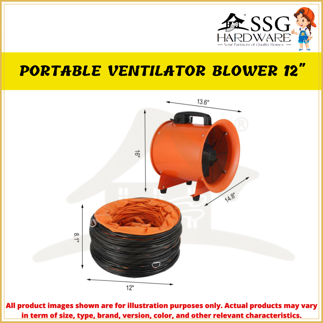 PORTABLE VENTILATOR BLOWER 12'' / VENTILATOR BLOWER SET 12" C/W 5M ...