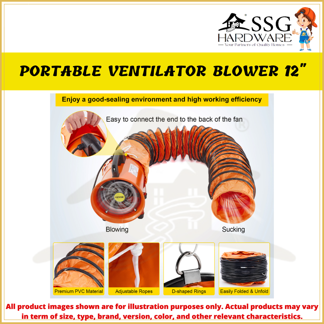 PORTABLE VENTILATOR BLOWER 12'' / VENTILATOR BLOWER SET 12" C/W 5M ...