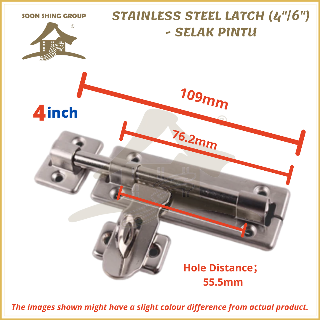 STAINLESS STEEL LATCH (4"/6") - SELAK PINTU