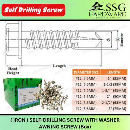 Hex Self Drilling Screw For Roof Skru Bumbung Hex Awning Screw Skru ...