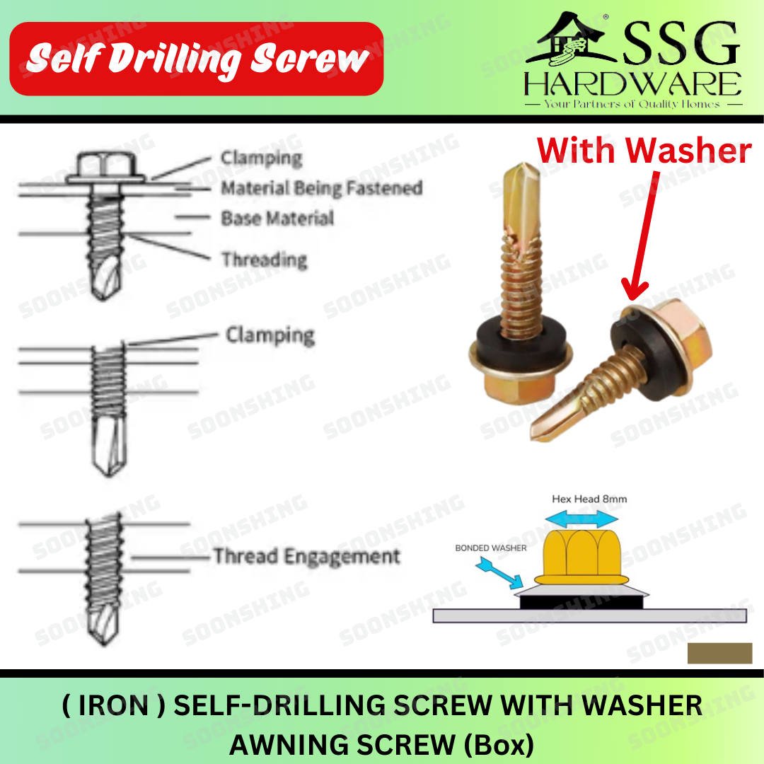 Hex Self Drilling Screw For Roof Skru Bumbung Hex Awning Screw Skru ...