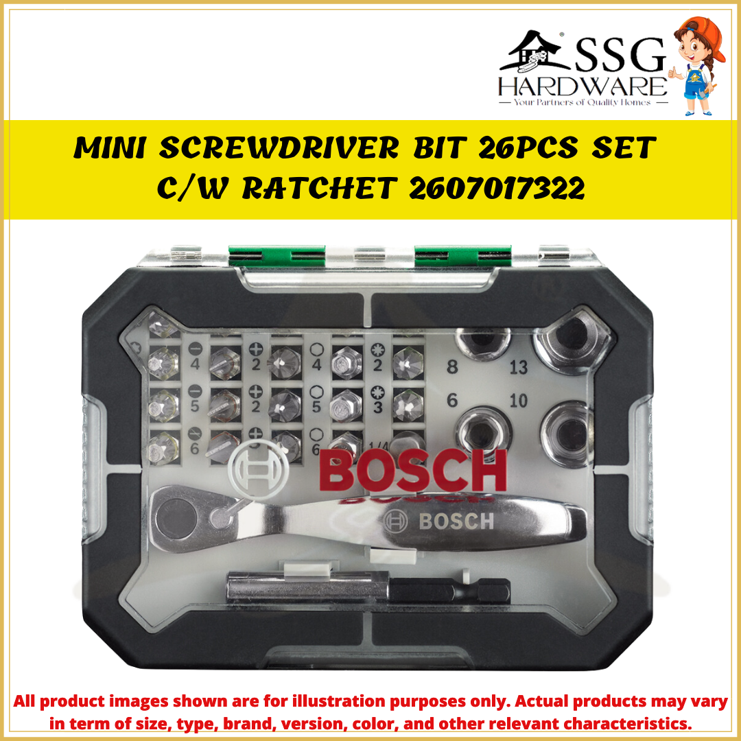 MINI SCREWDRIVER BIT 26PCS SET C/W RATCHET 2607017322