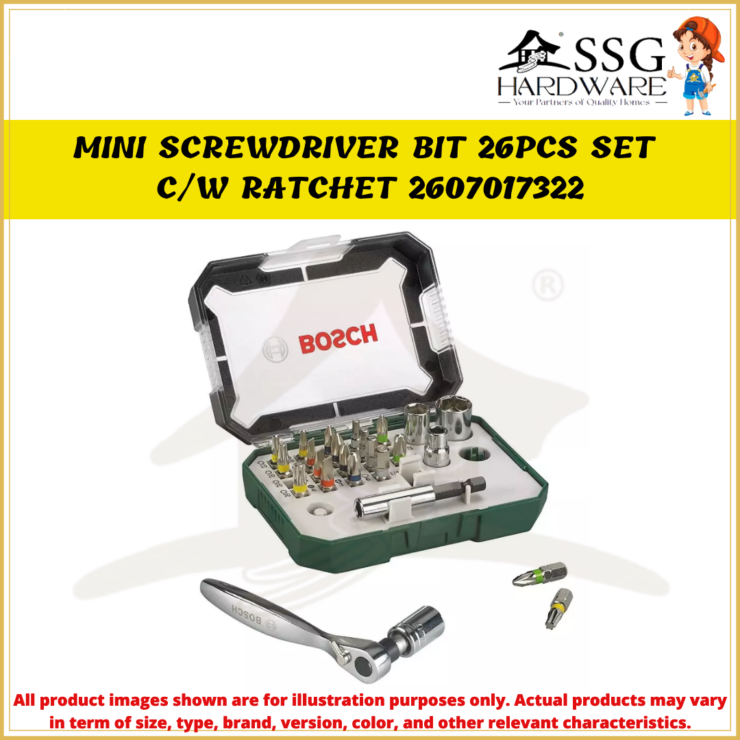 MINI SCREWDRIVER BIT 26PCS SET C/W RATCHET 2607017322