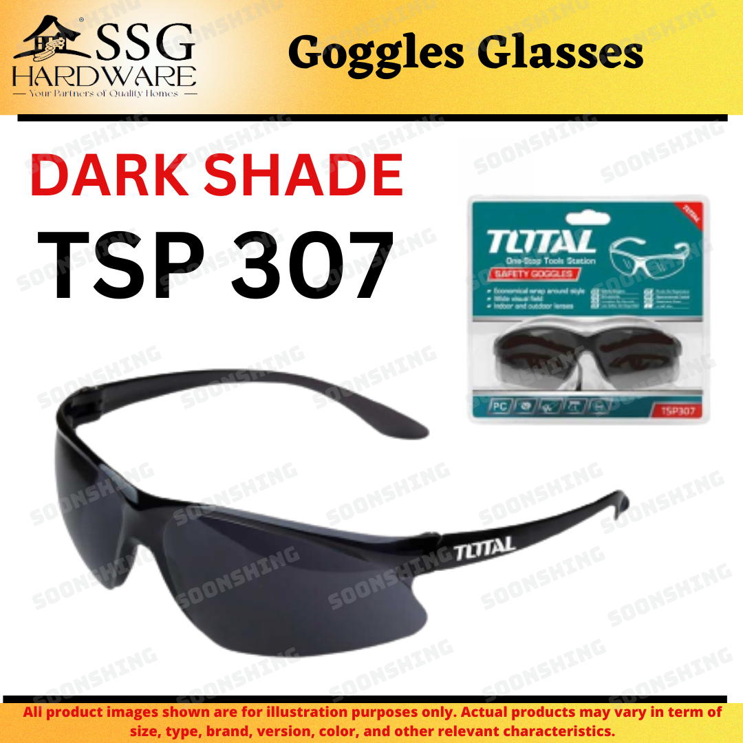 TOTAL Eye Protection Protective Safety Riding Goggles Glasses work DARK ...