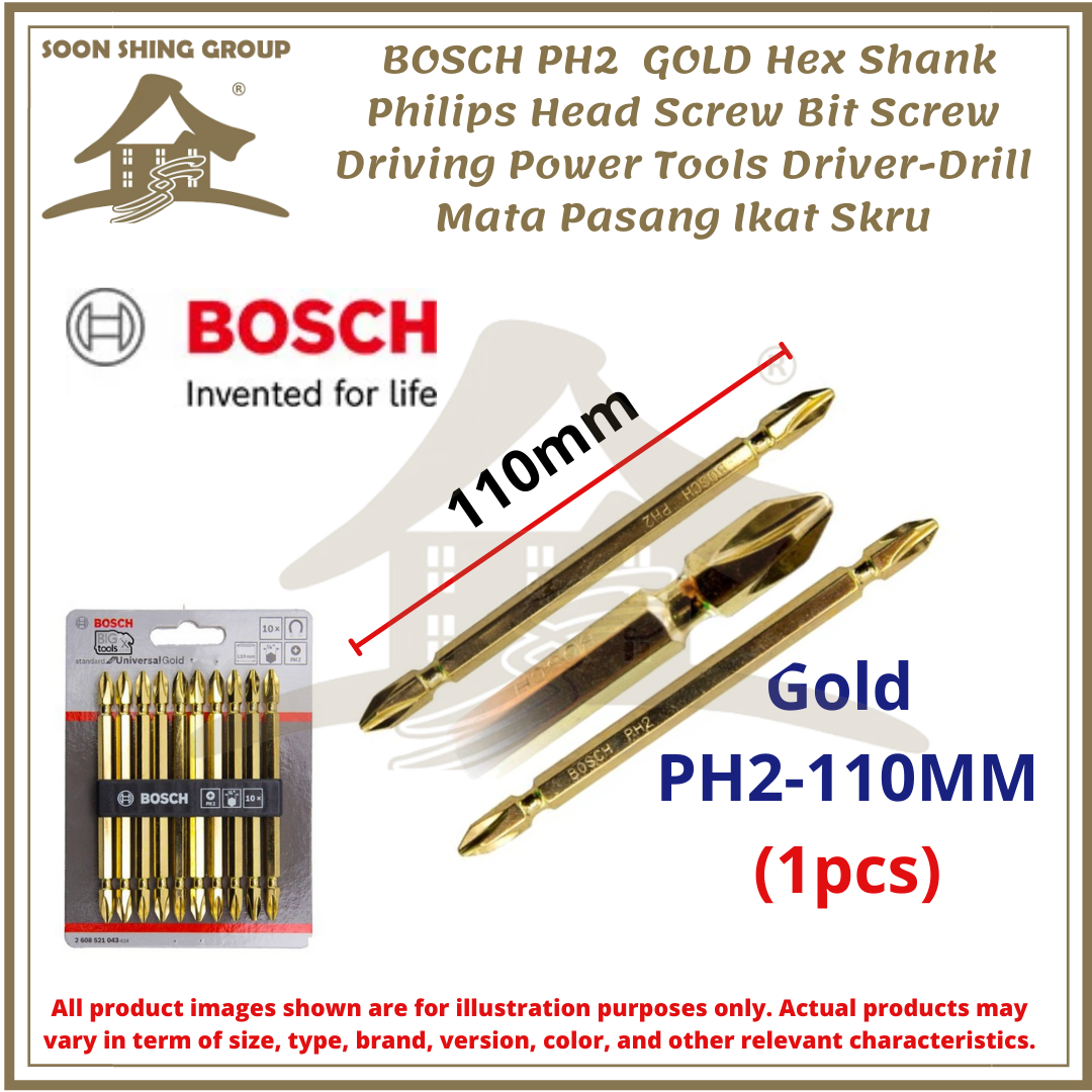 BOSCH PH2 GOLD Hex Shank Philips Head Screw Bit Screw Driving Power ...