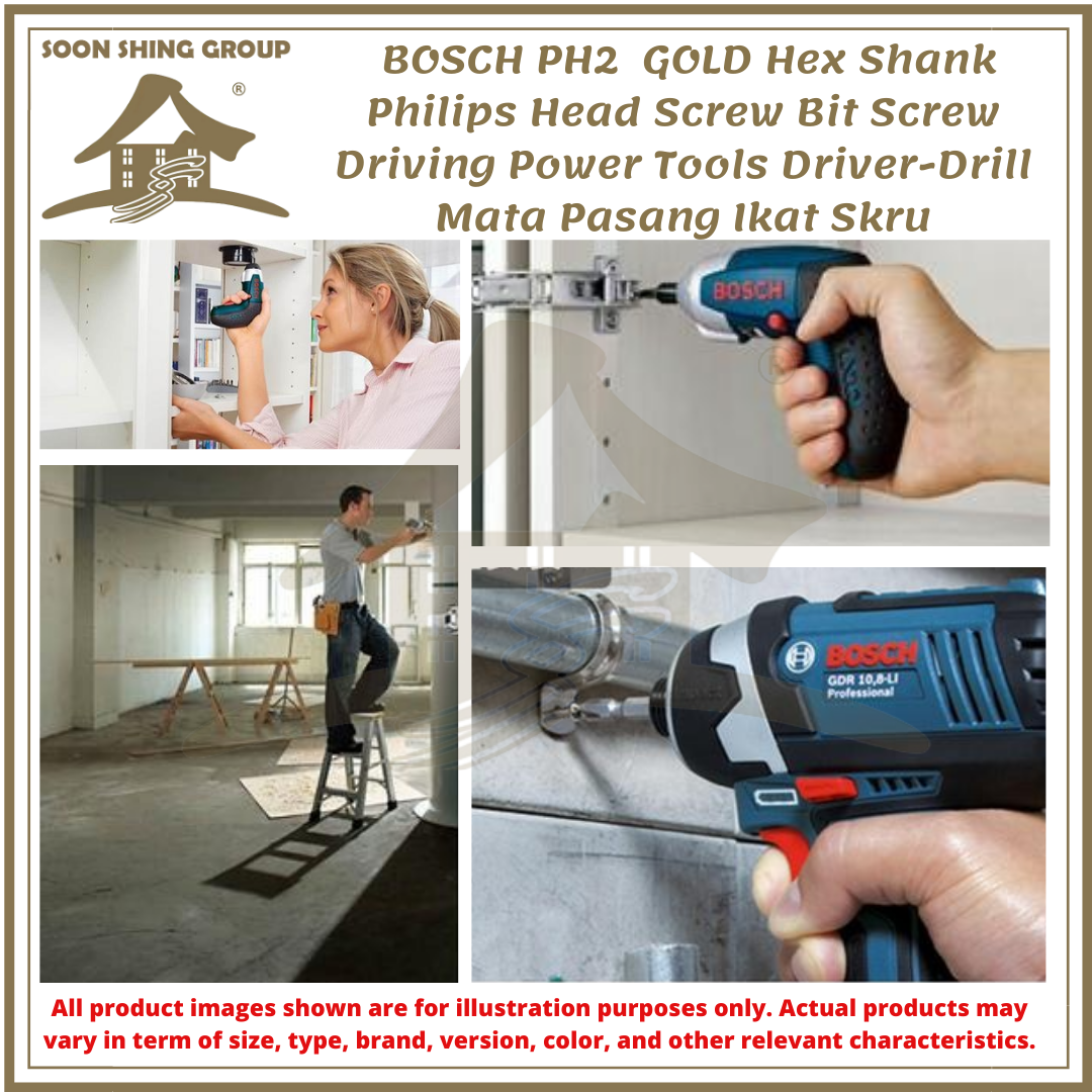 BOSCH PH2 GOLD Hex Shank Philips Head Screw Bit Screw Driving Power ...