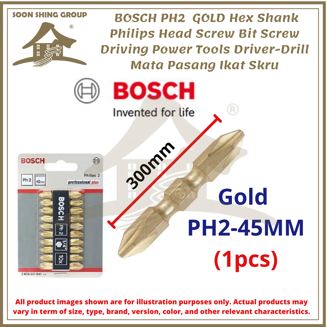 BOSCH PH2 GOLD Hex Shank Philips Head Screw Bit Screw Driving Power ...