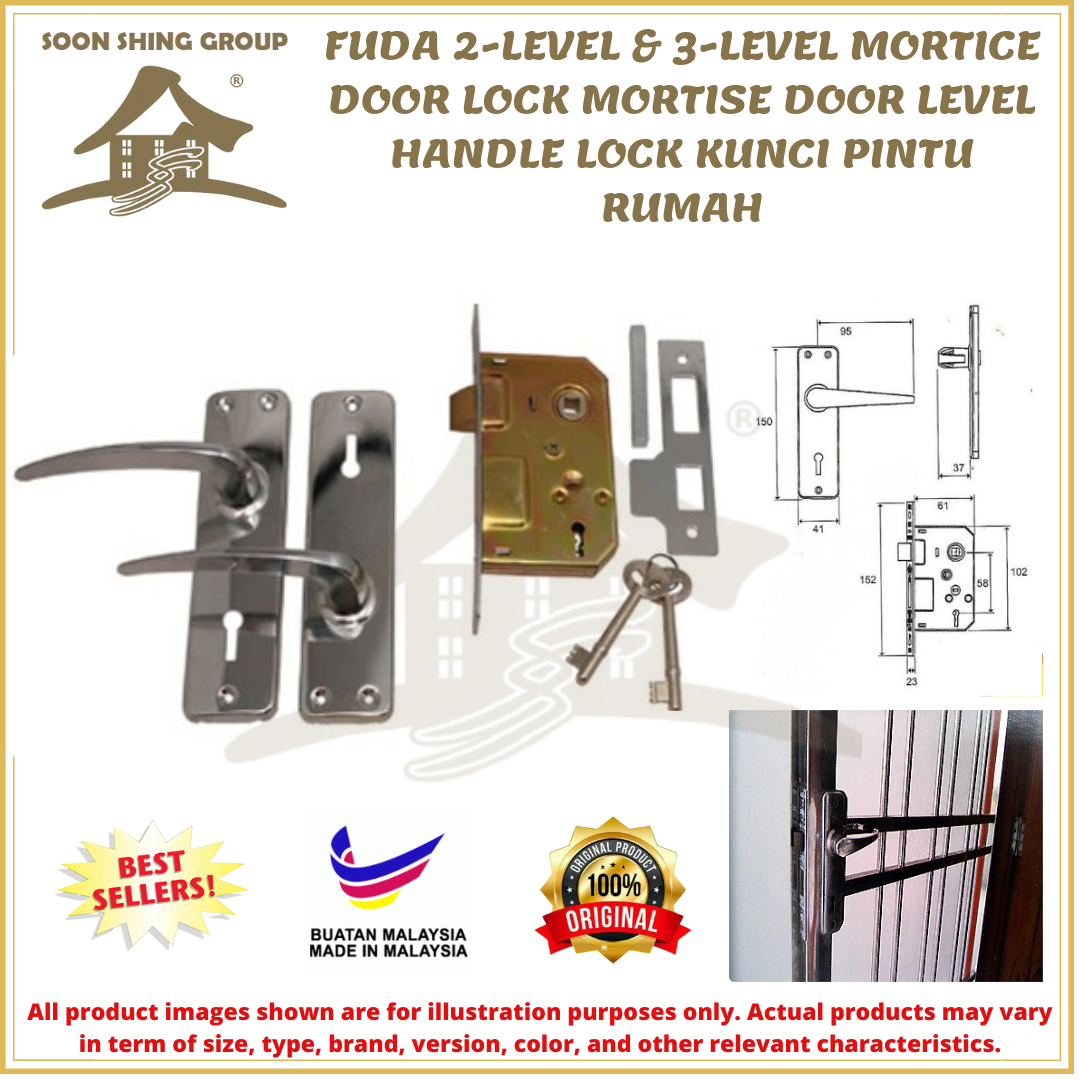 100% Original FUDA 2-Level Mortice Door Lock Mortice Door Level Handle ...