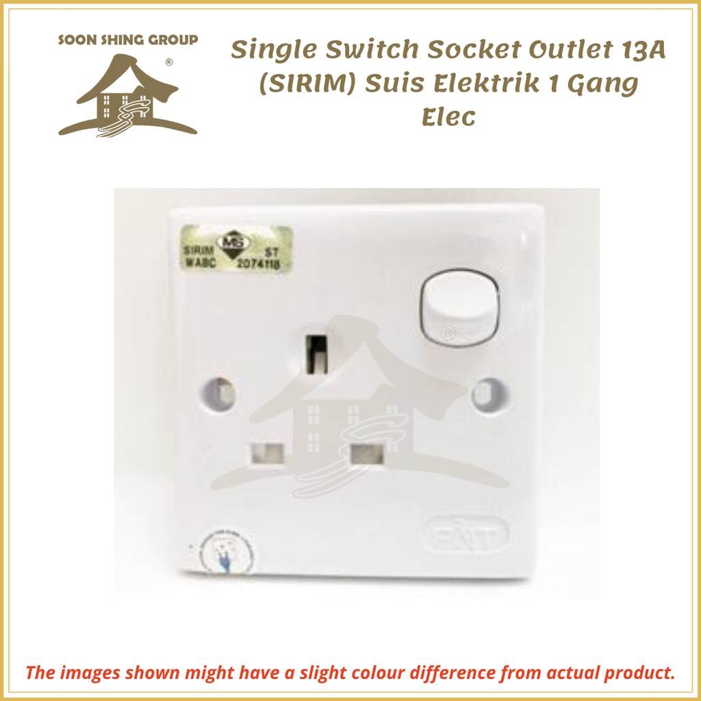 Single Switch Socket Outlet 13A (SIRIM) Suis Elektrik 1 Gang Elec