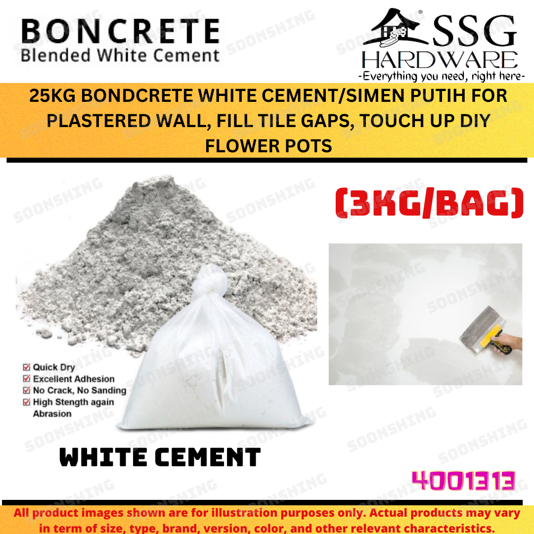 2kg 3kg White Cement/ Simen Putih For Plastered Wall,Touch Up DIY Flower Pots for Plastered Wall ...