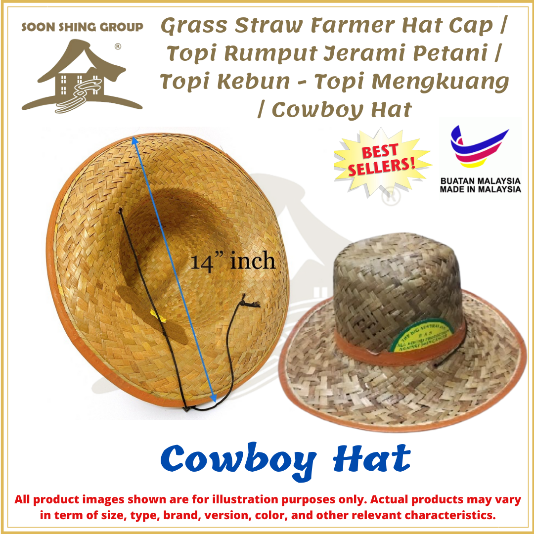 Grass Straw Farmer Hat Cap / Topi Rumput Jerami Petani / Topi Kebun ...