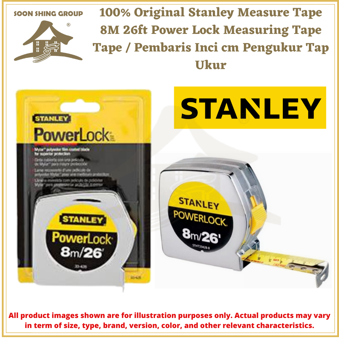 100% ORIGINAL STANLEY MEASURE TAPE 8M 26FT POWER LOCK MEASURING TAPE ...