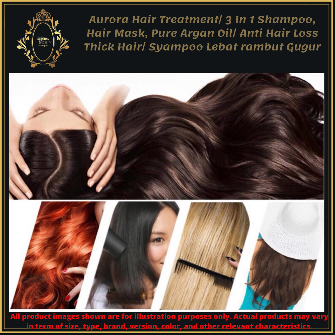 Aurora Hair Treatment/ 3 In 1 Shampoo, Hair Mask, Pure Argan Oil/ Anti ...