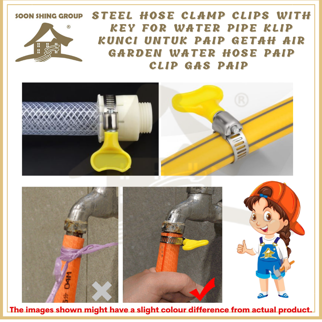 Steel Hose Clamp Clips with Key for Water Pipe Klip Kunci untuk Paip ...