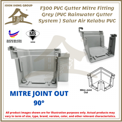 F300 PVC Gutter Mitre Fitting Grey (PVC Rainwater Gutter System ) Salur ...