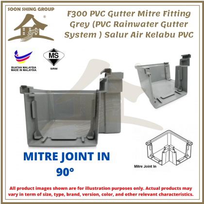 F300 PVC Gutter Mitre Fitting Grey (PVC Rainwater Gutter System ) Salur ...