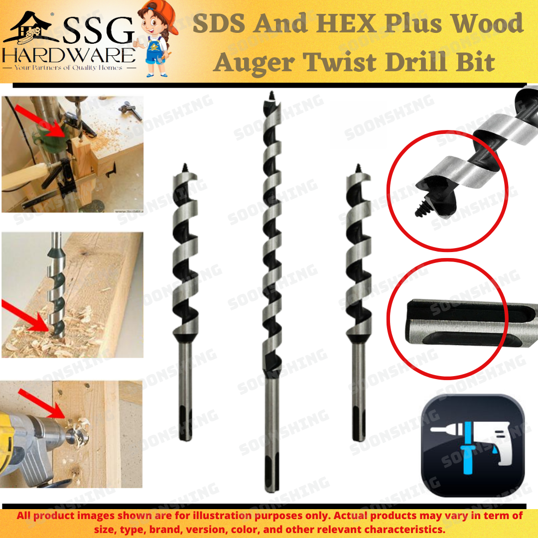 SDS And HEX Plus Wood Auger Twist Drill Bit SDS Shank Auger Drill Bit ...