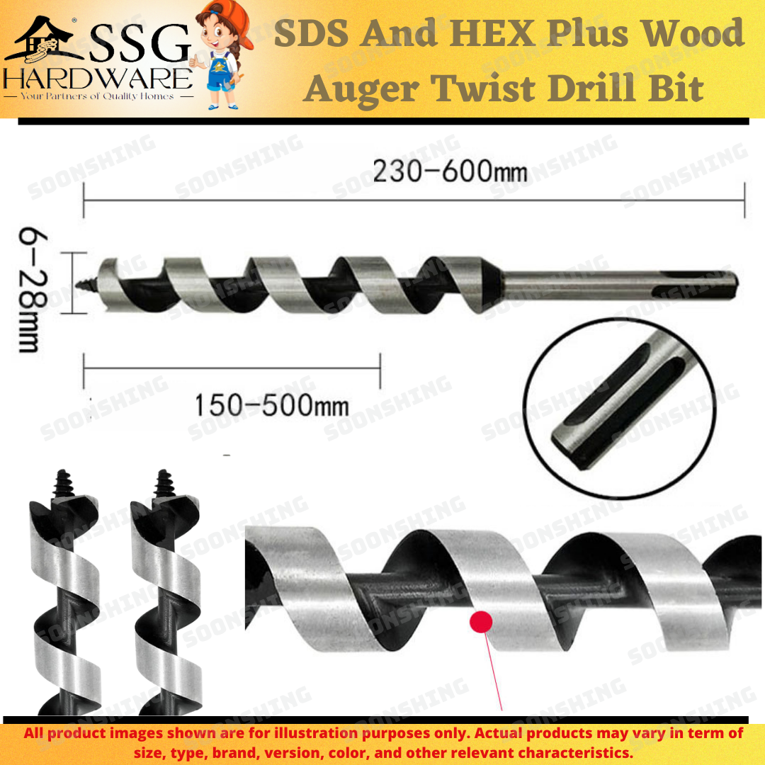 SDS And HEX Plus Wood Auger Twist Drill Bit SDS Shank Auger Drill Bit ...