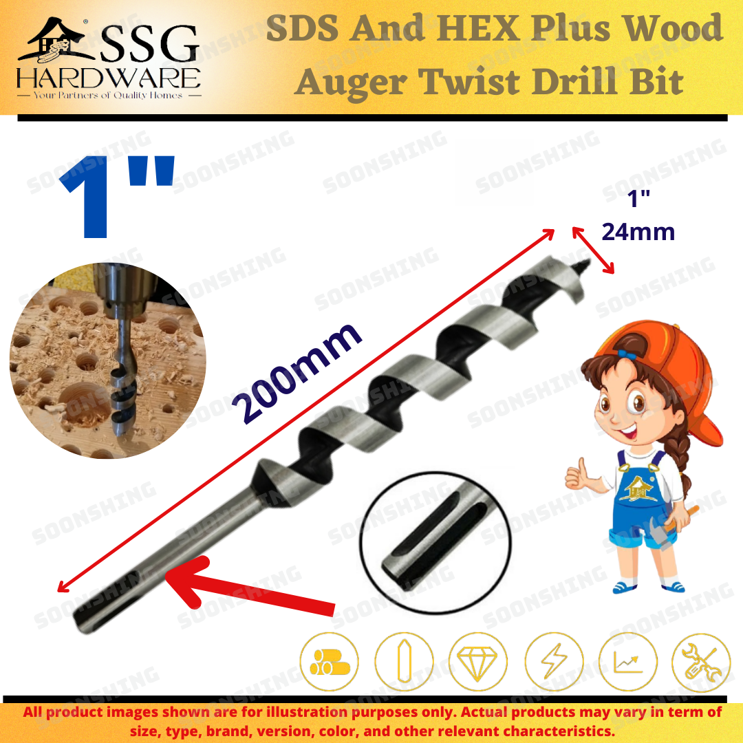 SDS And HEX Plus Wood Auger Twist Drill Bit SDS Shank Auger Drill Bit ...
