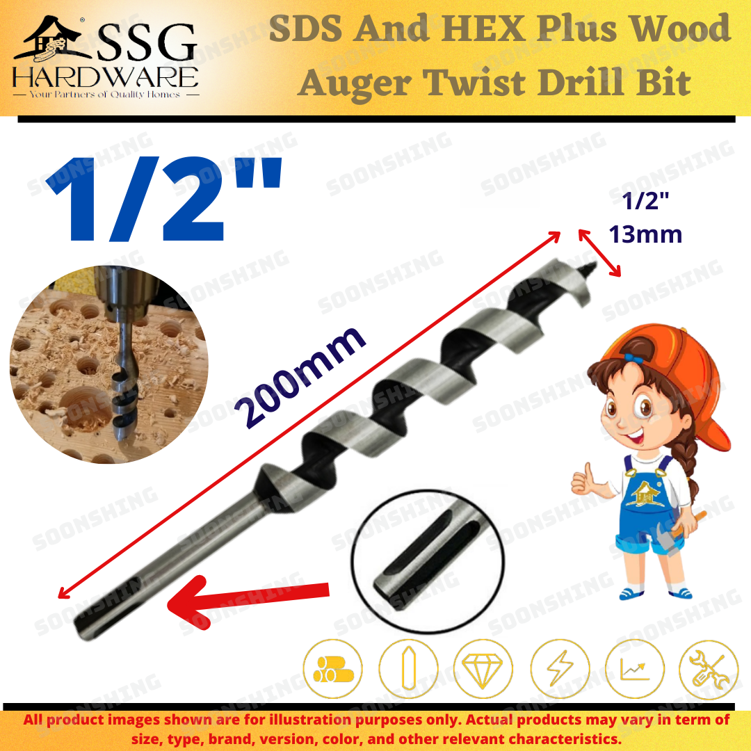 SDS And HEX Plus Wood Auger Twist Drill Bit SDS Shank Auger Drill Bit ...