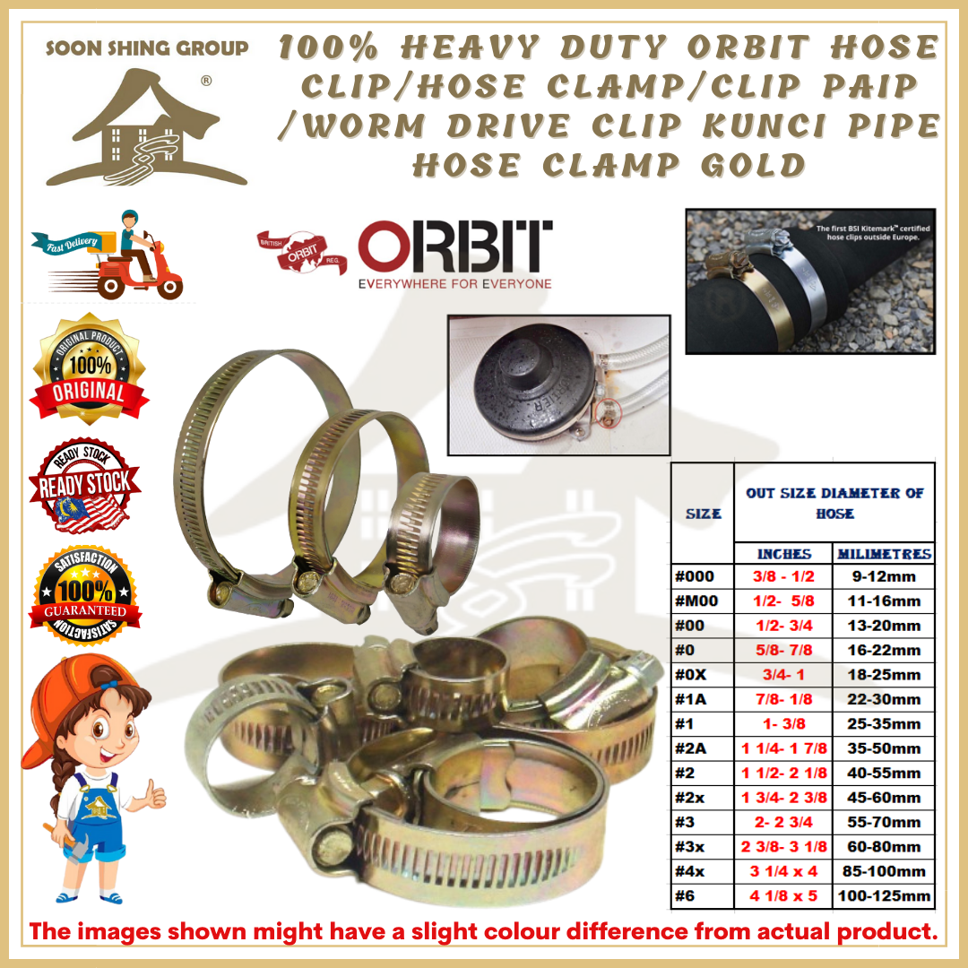 100% Heavy Duty ORBIT Hose Clip / Hose Clamp / Clip Paip / Worm Drive ...
