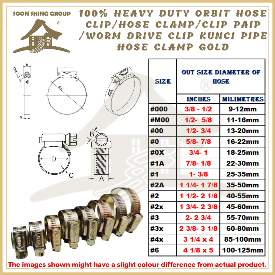 100% Heavy Duty ORBIT Hose Clip / Hose Clamp / Clip Paip / Worm Drive ...