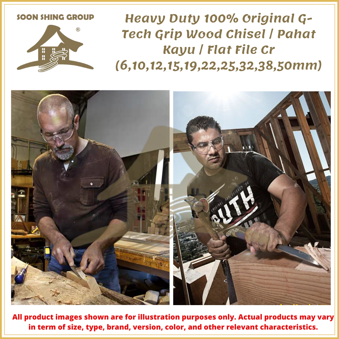Heavy Duty 100% Original G-Tech Grip Bevel Edge Wood Chisel CR-V Steel Blade/ Pahat Kayu/ Flat ...