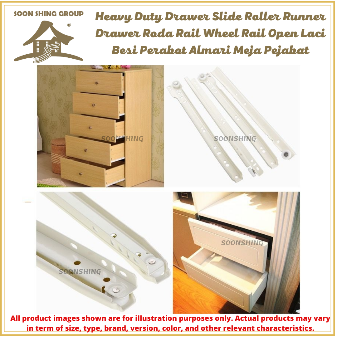 Heavy Duty Drawer Slide Roller Runner Drawer Roda Rail Wheel Rail Open ...