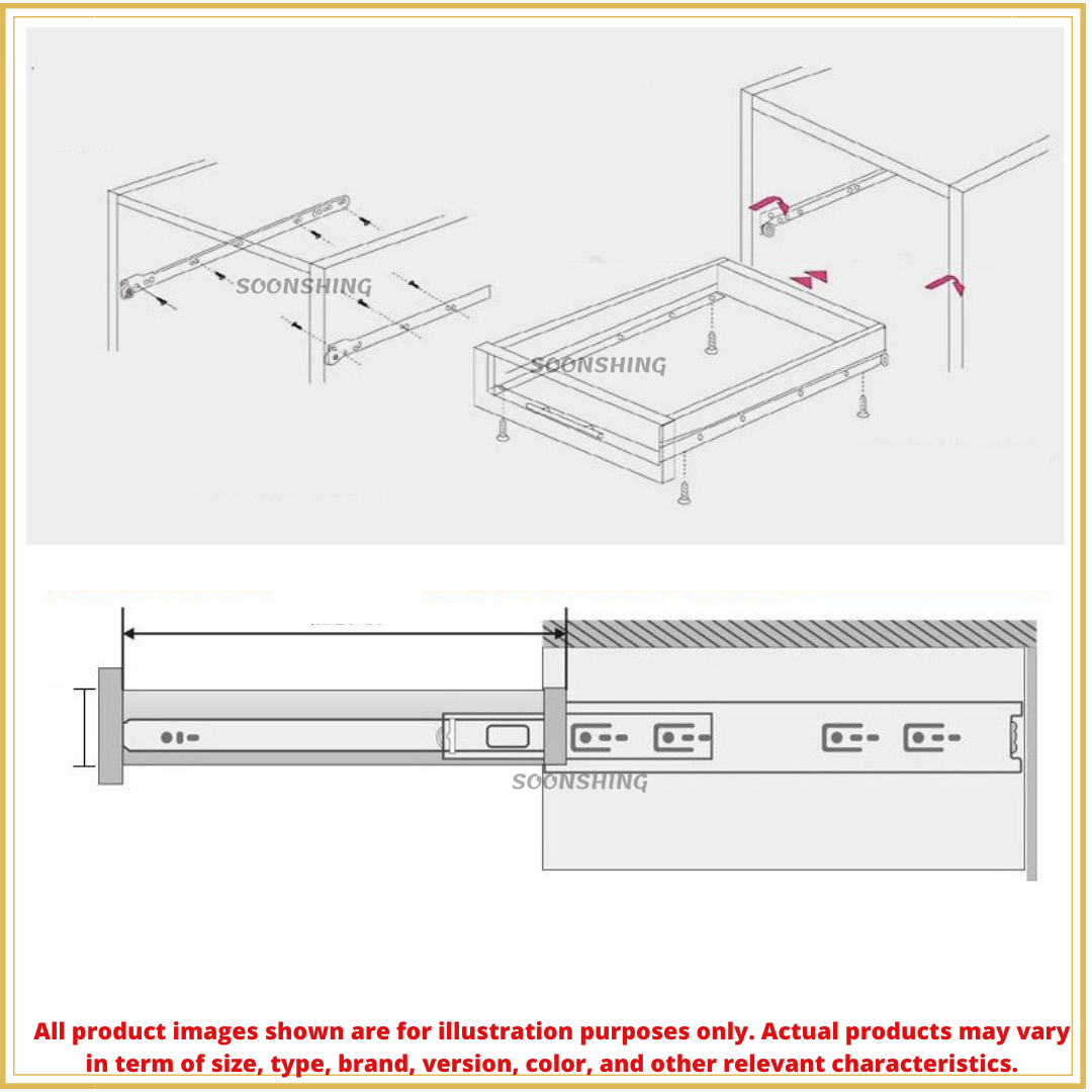 Heavy Duty Drawer Slide Roller Runner Drawer Roda Rail Wheel Rail Open ...