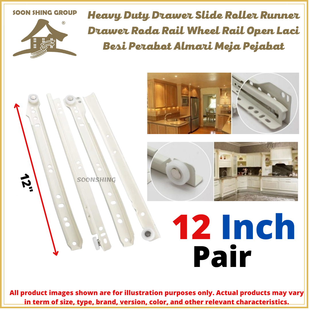 Heavy Duty Drawer Slide Roller Runner Drawer Roda Rail Wheel Rail Open ...