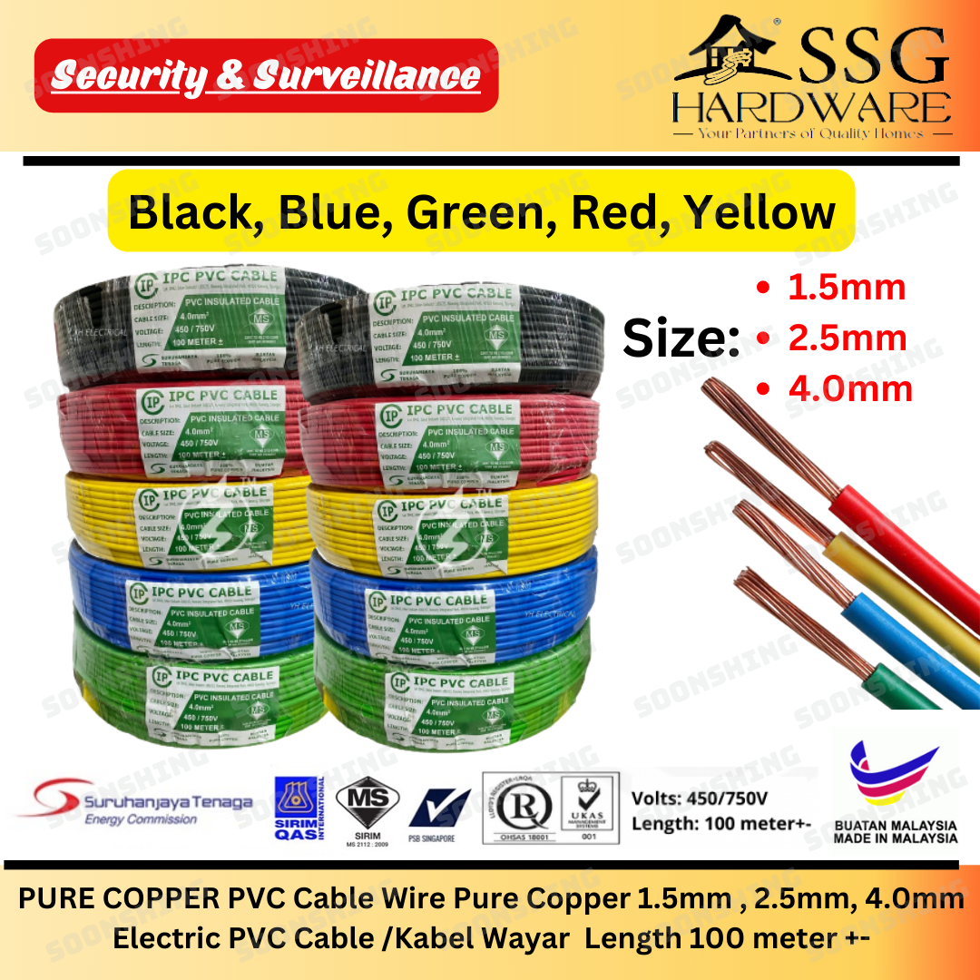 100% PURE COPPER PVC Cable Wire Pure Copper 1.5mm , 2.5mm, 4.0mm ...