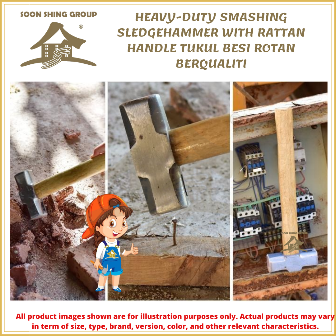 HEAVY DUTY SMASHING SLEDGE HAMMER WITH RATTAN HANDLE TUKUL BESI ROTAN ...