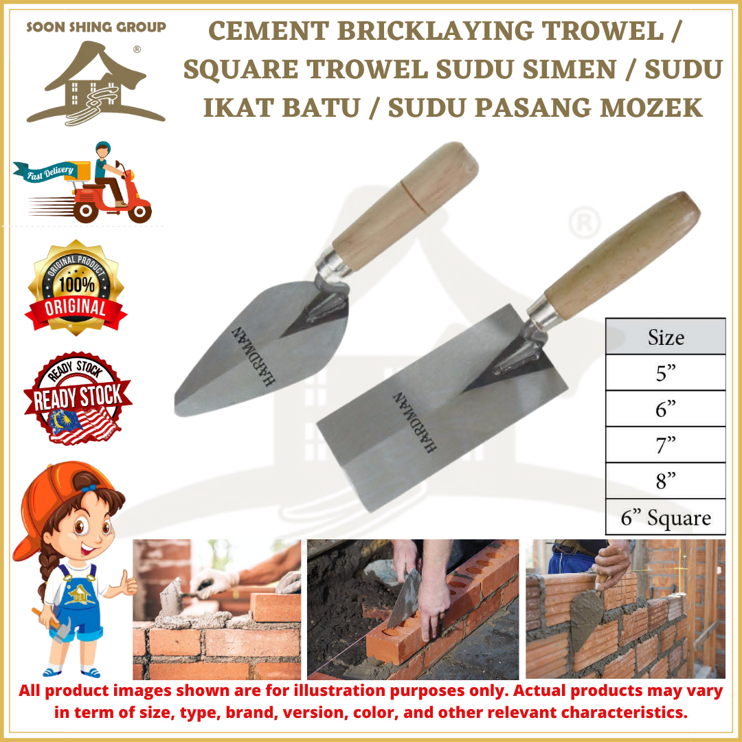 CEMENT BRICKLAYING TROWEL / SQUARE TROWEL SUDU SIMEN / SUDU IKAT BATU ...