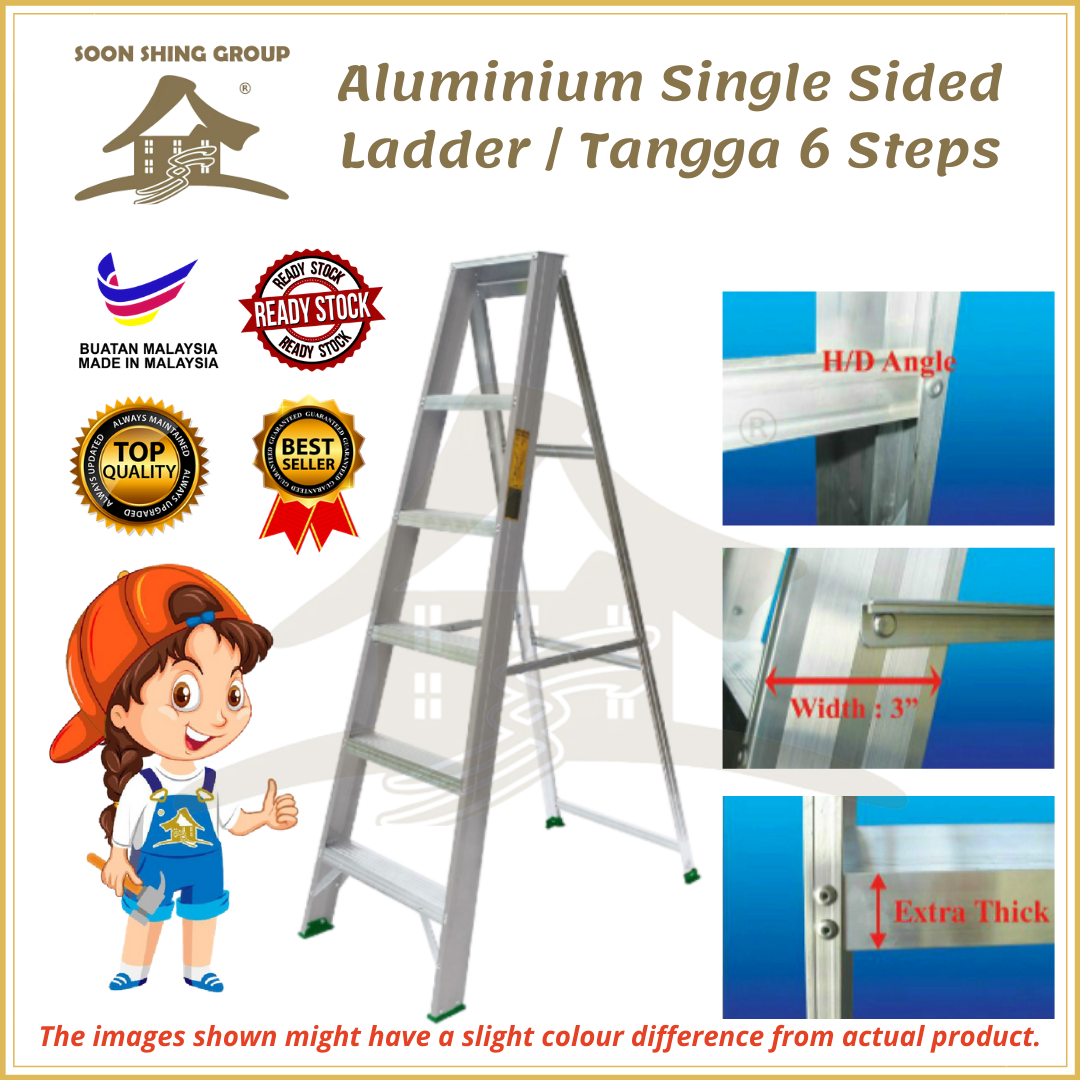 6 Steps Heavy Duty Aluminium Single Sided Ladder Tangga Lipat Single Side