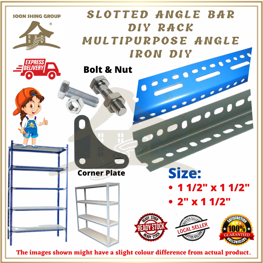 ( 10ft )1 1/2” x 1 1/2”/ 2” x 1 1/2” Slotted Angle Bar DIY Rack ...