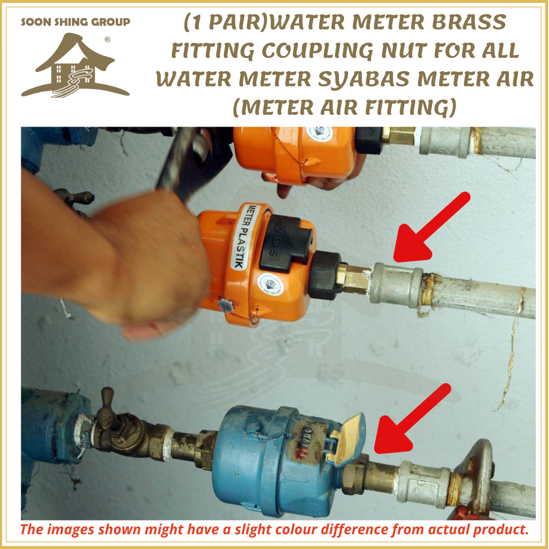(1 Pair)Water Meter Brass Fitting Coupling Nut For all Water Meter Syabas meter air (meter air ...