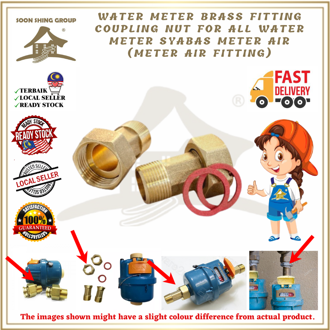 (1 Pair)Water Meter Brass Fitting Coupling Nut For all Water Meter ...