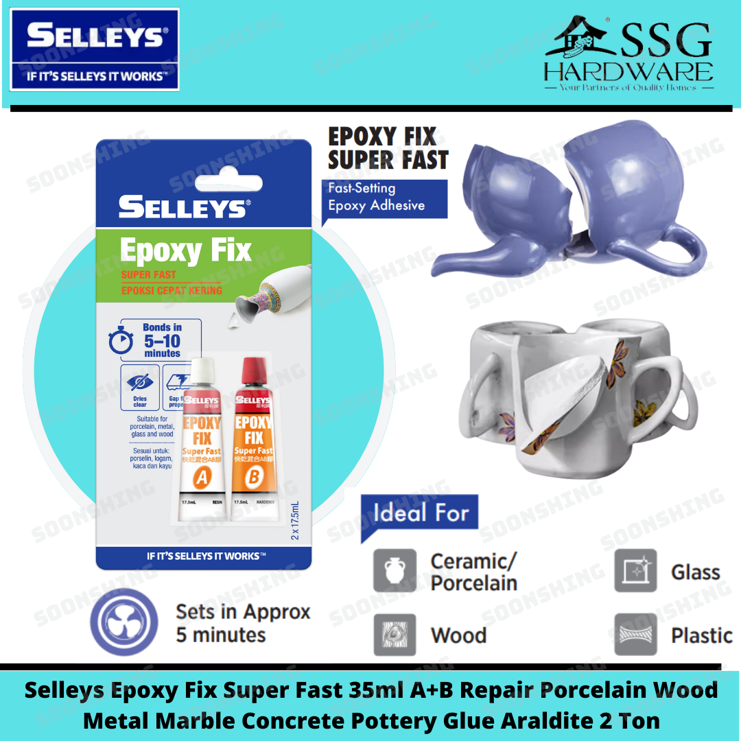 Selleys Epoxy Fix Super Fast 35ml A+B Repair Porcelain Wood Metal ...